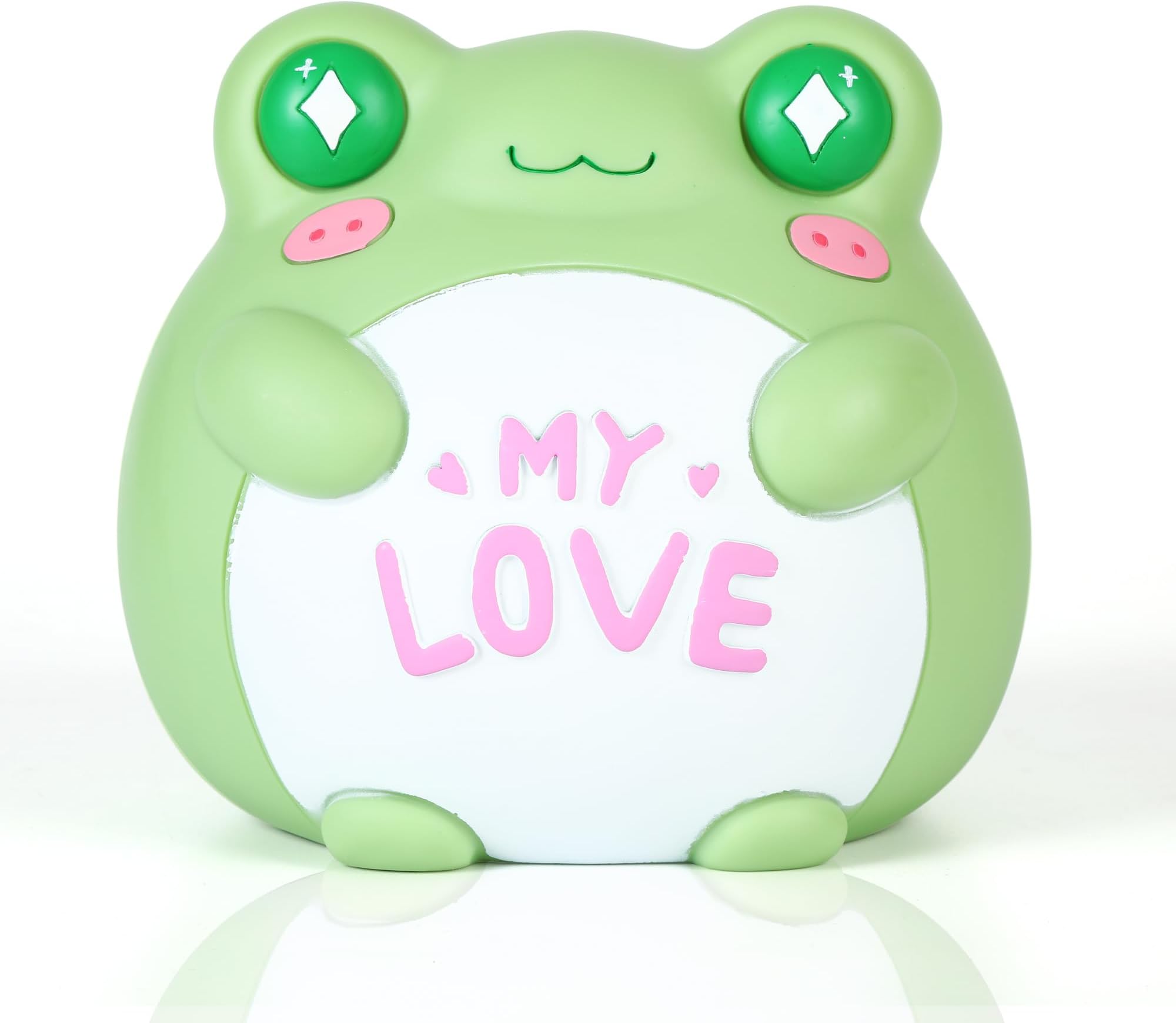 Amazon.com: Fine Porcelain Happy Green Frog Holding Pink Water Lily ...