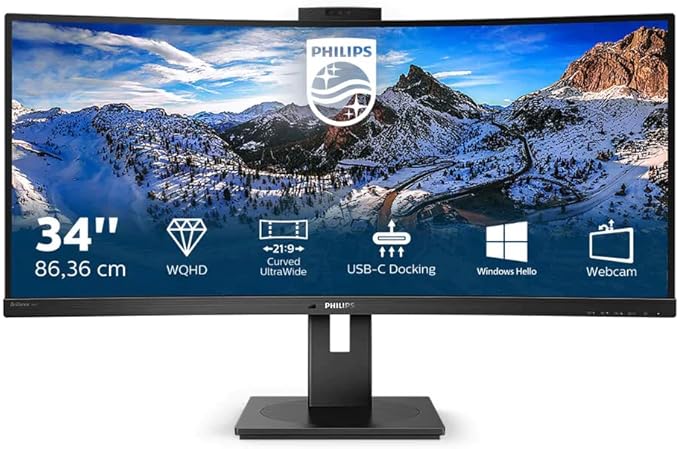 PHILIPS 346P1CRH - 34 Inch QGHD Curved ultrawide Monitor, 100Hz, 4ms ...