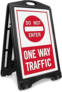 Amazon.com : SmartSign "One Way Traffic - Do Not Enter" Foldable Black ...