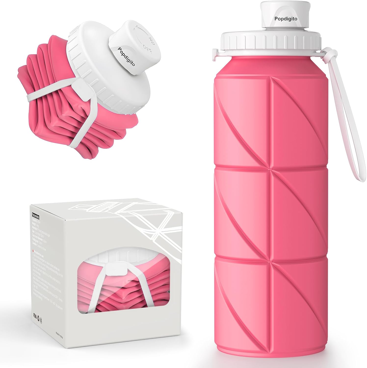 Popdigito Collapsible Water Bottle Foldable Silicone Travel Water ...