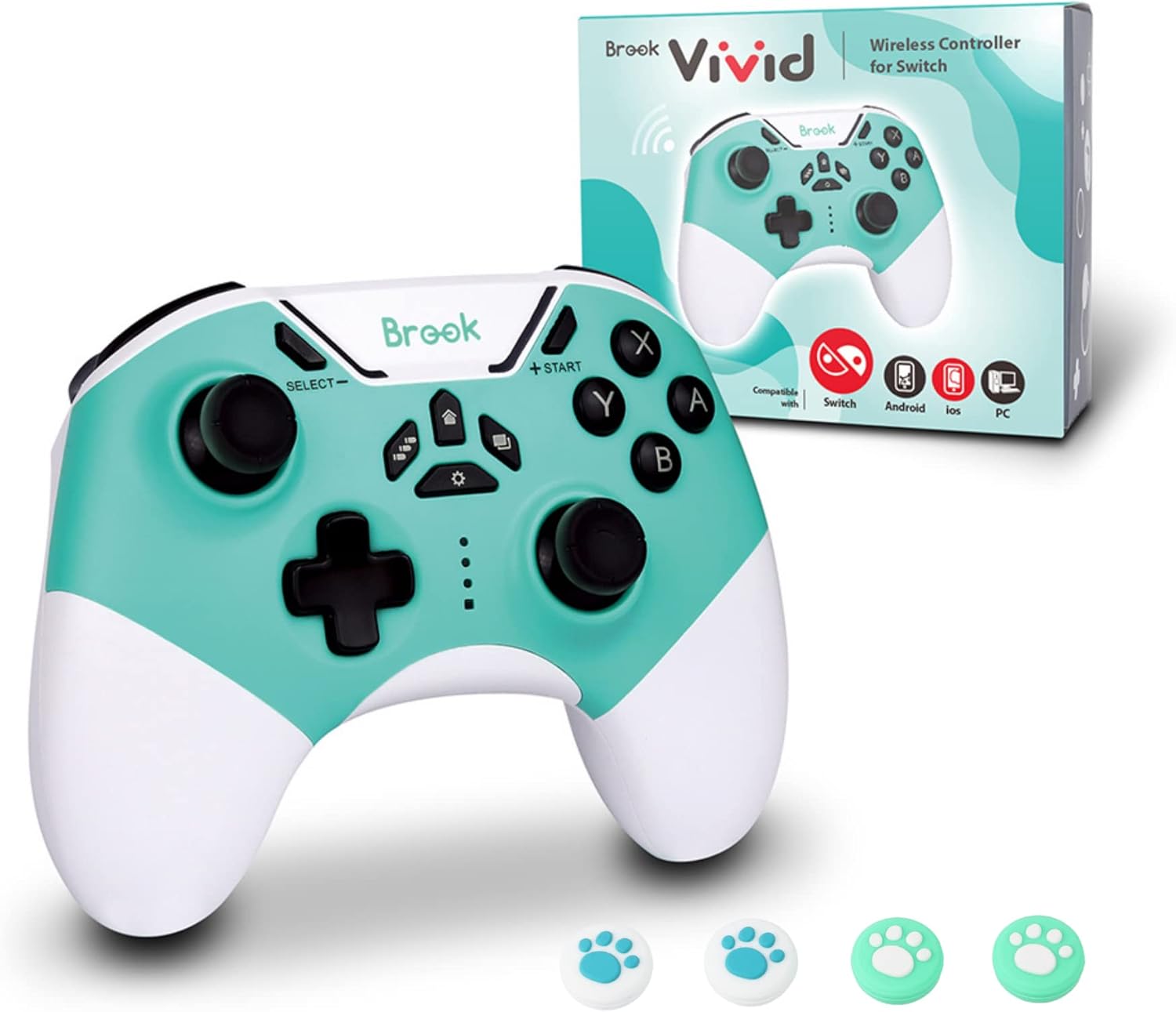 Amazon.com: Brook Vivid Wireless Controller for Switch with Thumb Grips ...