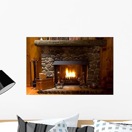 Amazon.com: Wallmonkeys Burning Log Wall Decal Peel and Stick Graphic ...