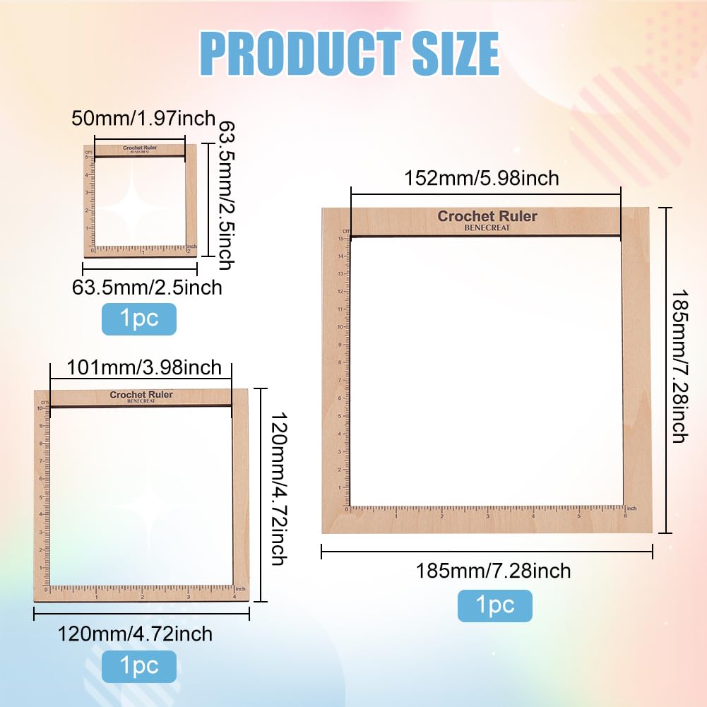 Snapklik.com : 3 Styles Crochet Ruler Square Ruler Knitting 2" 4" 6 ...