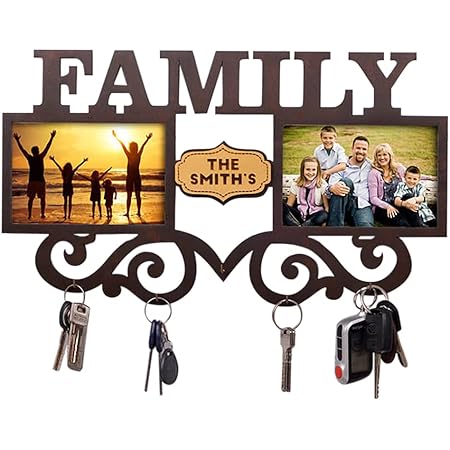 Amazon.com: Personalized Picture Frame Key Holder Custom Wooden Photo ...