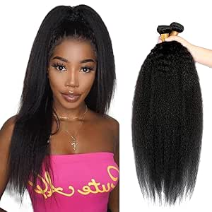 Amazon.com : Yaki Bundles Kinky Straight Bundles Human Hair Mixed Length 3 Bundles 18 20 22 Inch ...