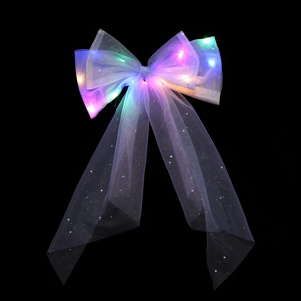 Amazon.com : JONKY Light Up Bow Hair Clips Veil Hair Barrettes Led Bows ...
