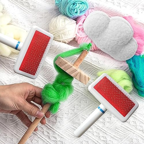 Pack of 2 Wool Hand Carders with Drip Spindle Drop Spindle Top Whisk ...
