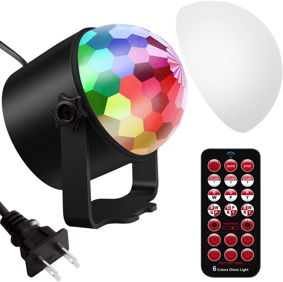 Vorally Disco Ball Party Lights DJ Lights Rotating Magic LED Strobe Lamp Stage Par Light Sound ...