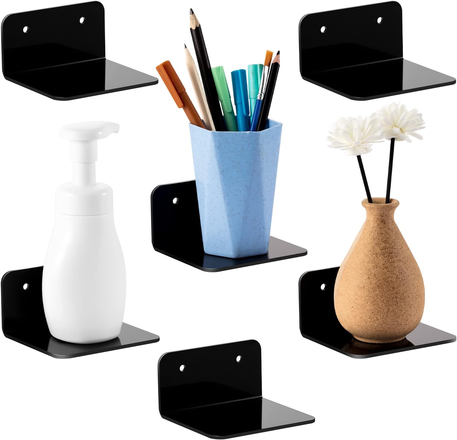 Amazon.com: Kigley 6 Pcs Small Floating Shelf Mini Acrylic Wall Shelf 4 ...