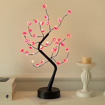 HYFOL 36 LED Lighted Cherry Blossom Tree Lamp, Sparkly Fairy Spirit ...