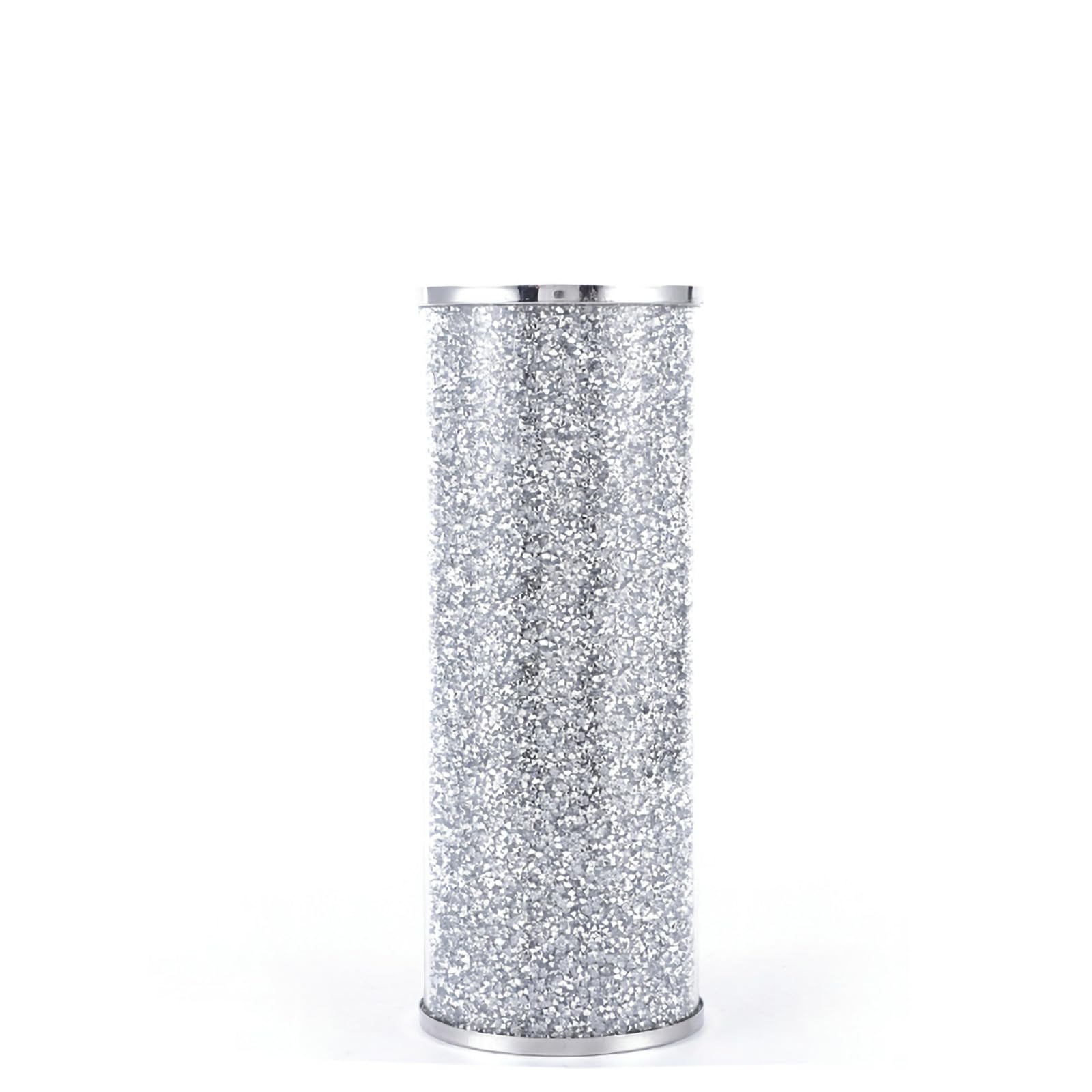 Amazon.com: ESSGUO Silver Glass Vase for Flowers, Large 10in Crushed ...