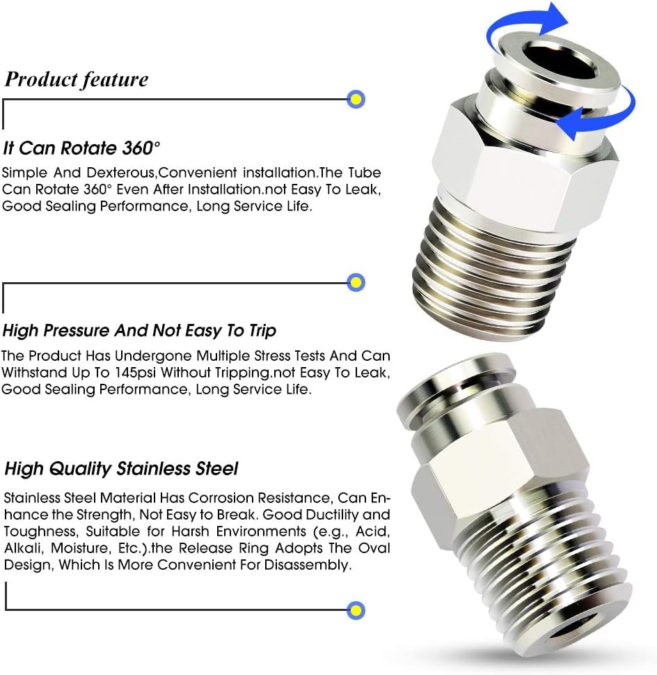 Snapklik.com : TAILONZ PNEUMATIC 304 Stainless Steel Male Straight 8MM ...