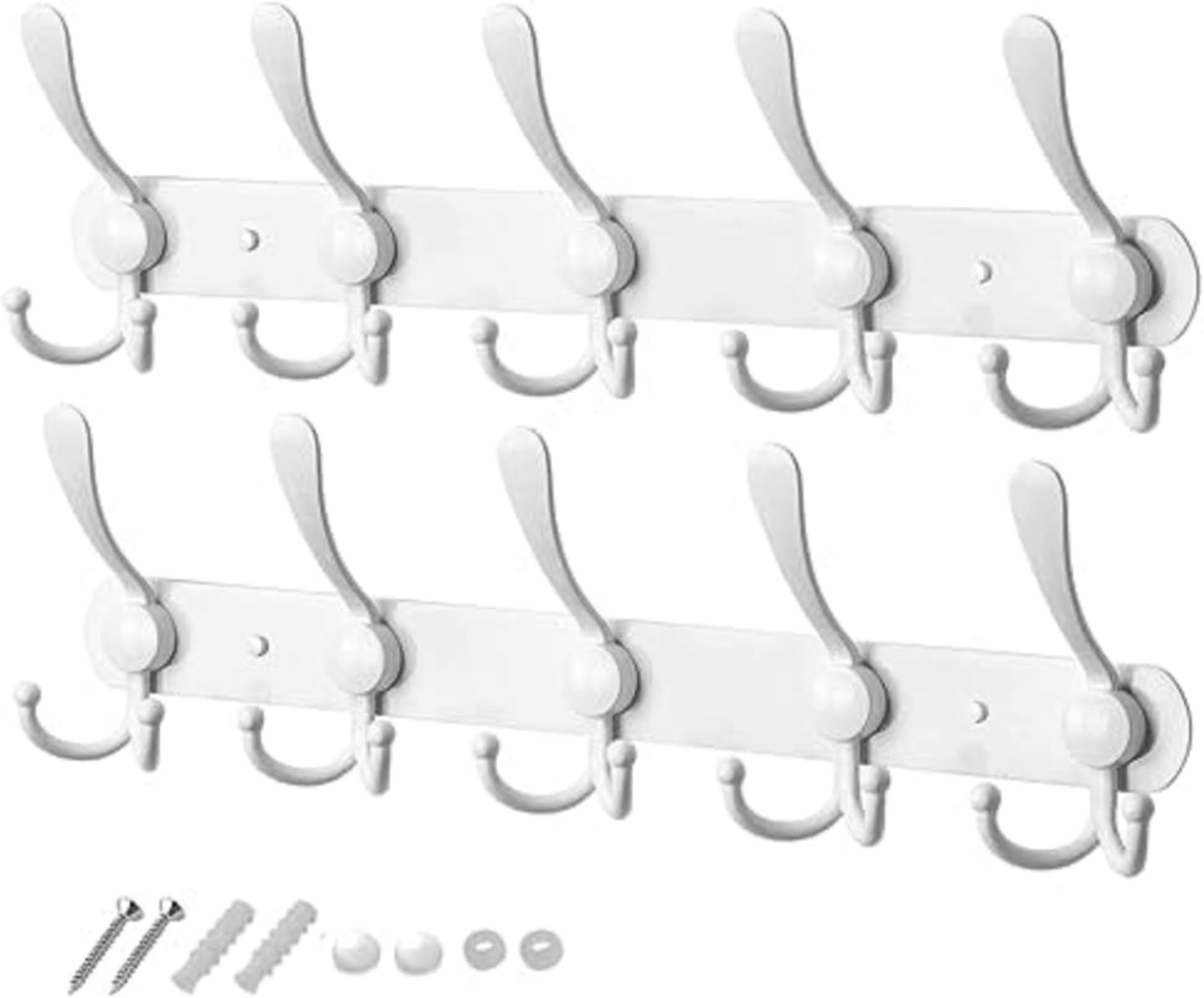 GlazieVault White Coat Hooks Wall Mounted - Stainless Steel Coat Rack ...