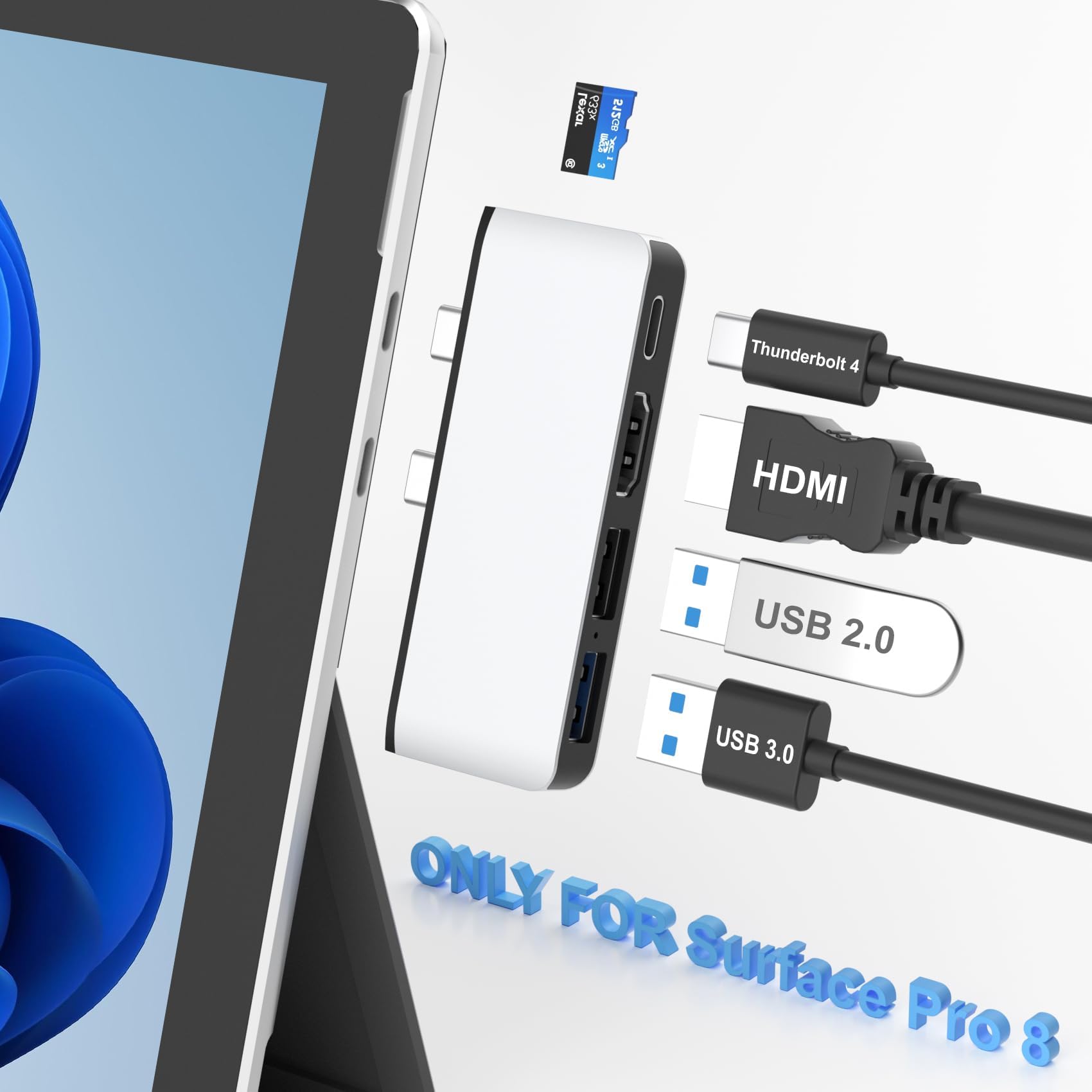 Amazon.com: Surface Pro 8 USB Adapter Docking Station Hub with 4K HDMI ...