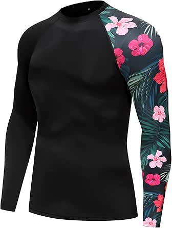 KYKU Mens Rash Guard SPF UPF 50+ UV Swimming Long Sleeve Shirt Sun ...