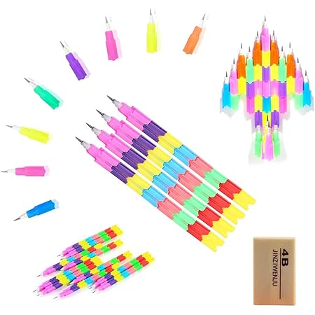 30 Pcs Stackable Pencils for Kids, Uooker Cute Bear Pencils, Plastic ...