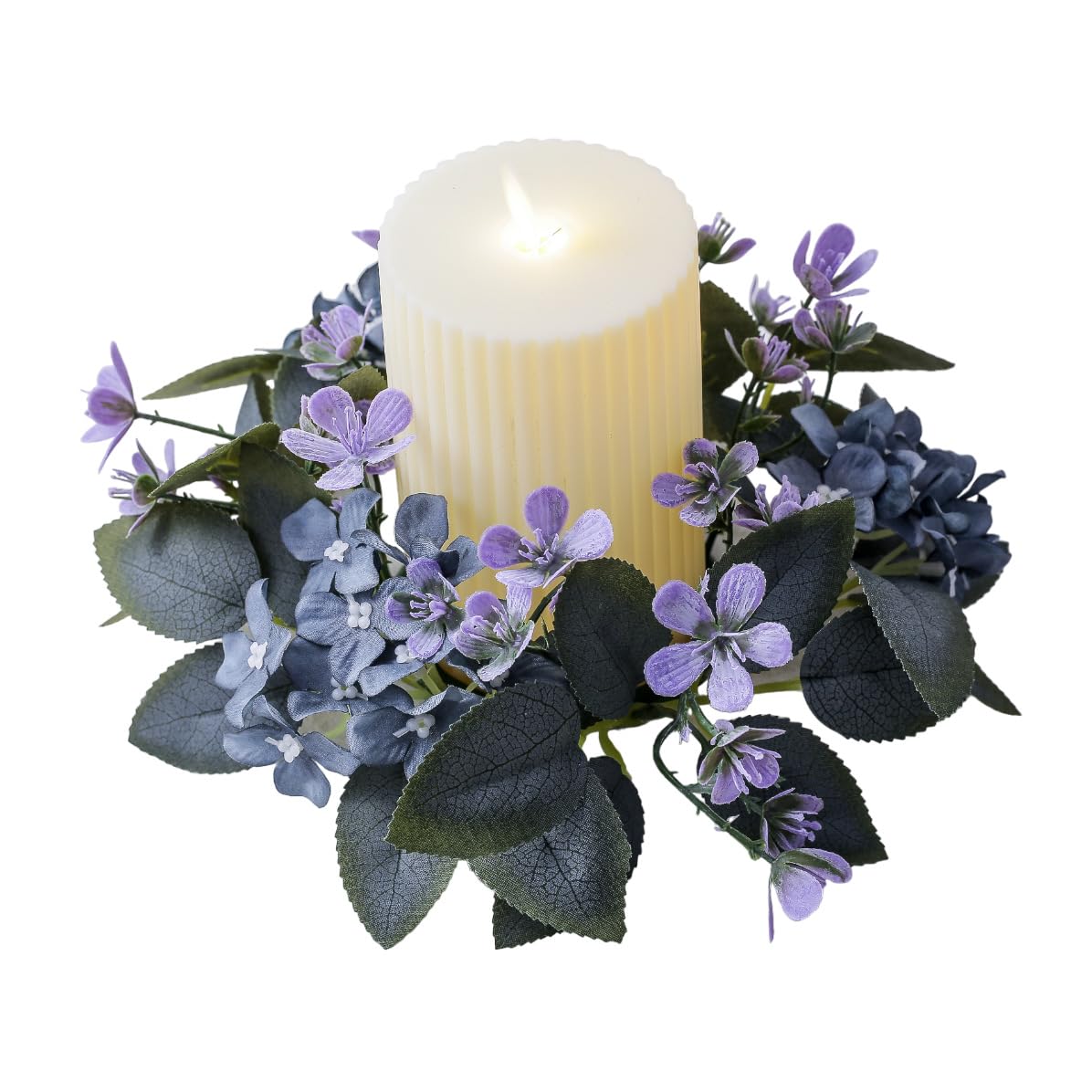 Amazon.com: Purple Hydrangea Candle Rings Wreaths, Set of 2 Candle ...
