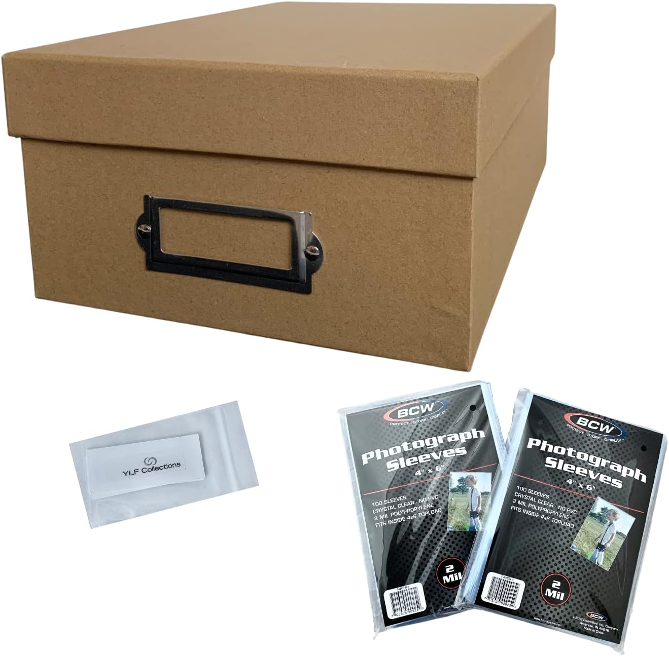Amazon.com: Kraft Photo Storage Box with 200 Photo Sleeves & 5 Blank ...