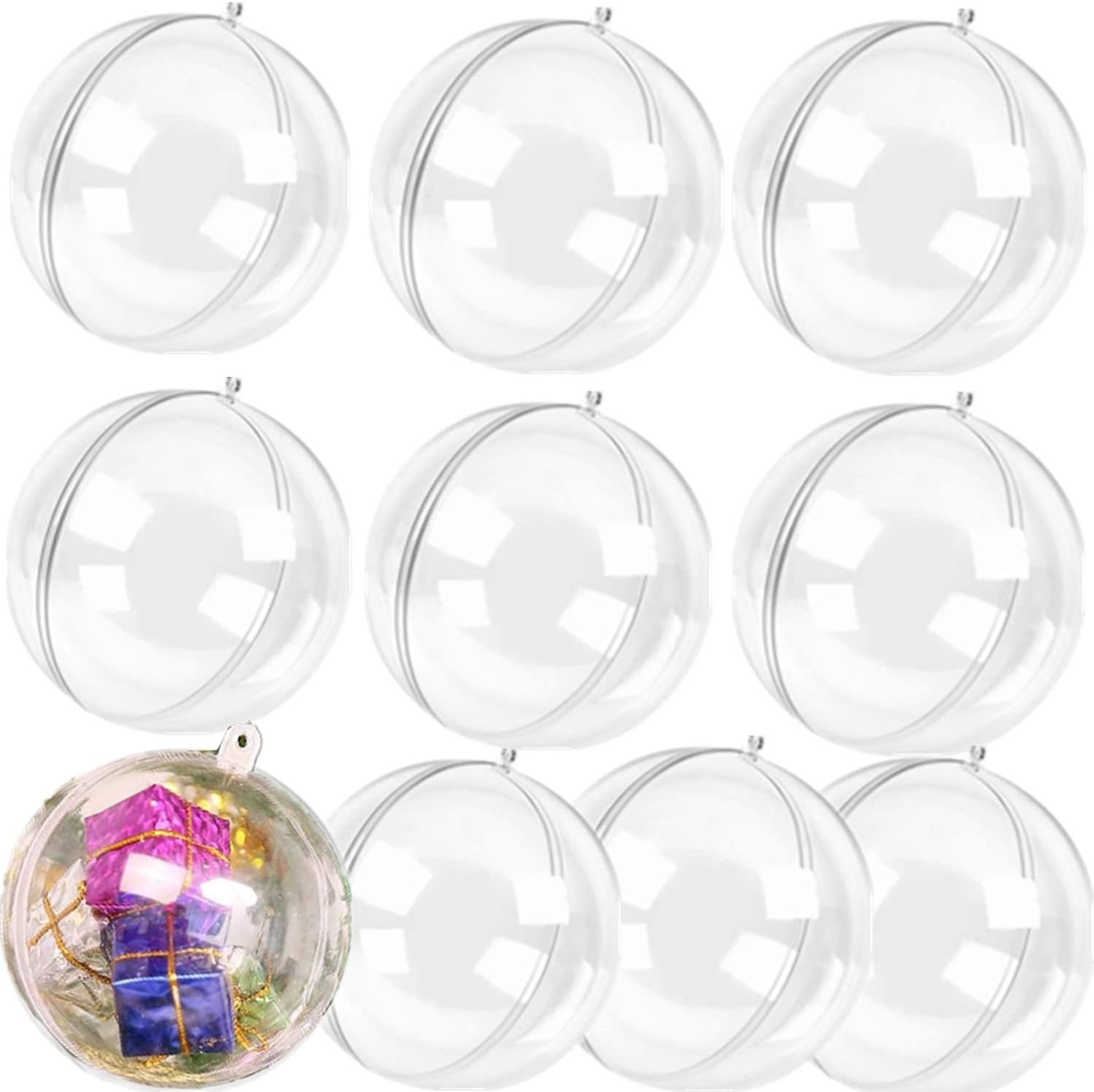 Amazon.com: 10 Pack Clear Plastic Fillable Ornament Balls 70mm ...