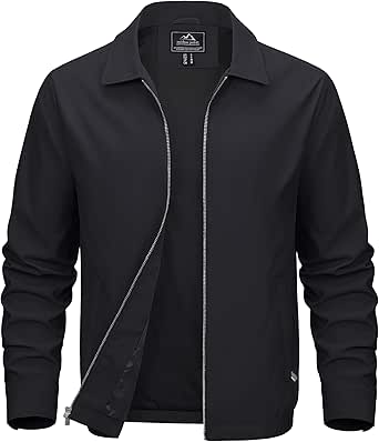 MAGCOMSEN Men's Lightweight Jackets Full Zip Up Light Coat Laydown Collar Jacket Casual ...