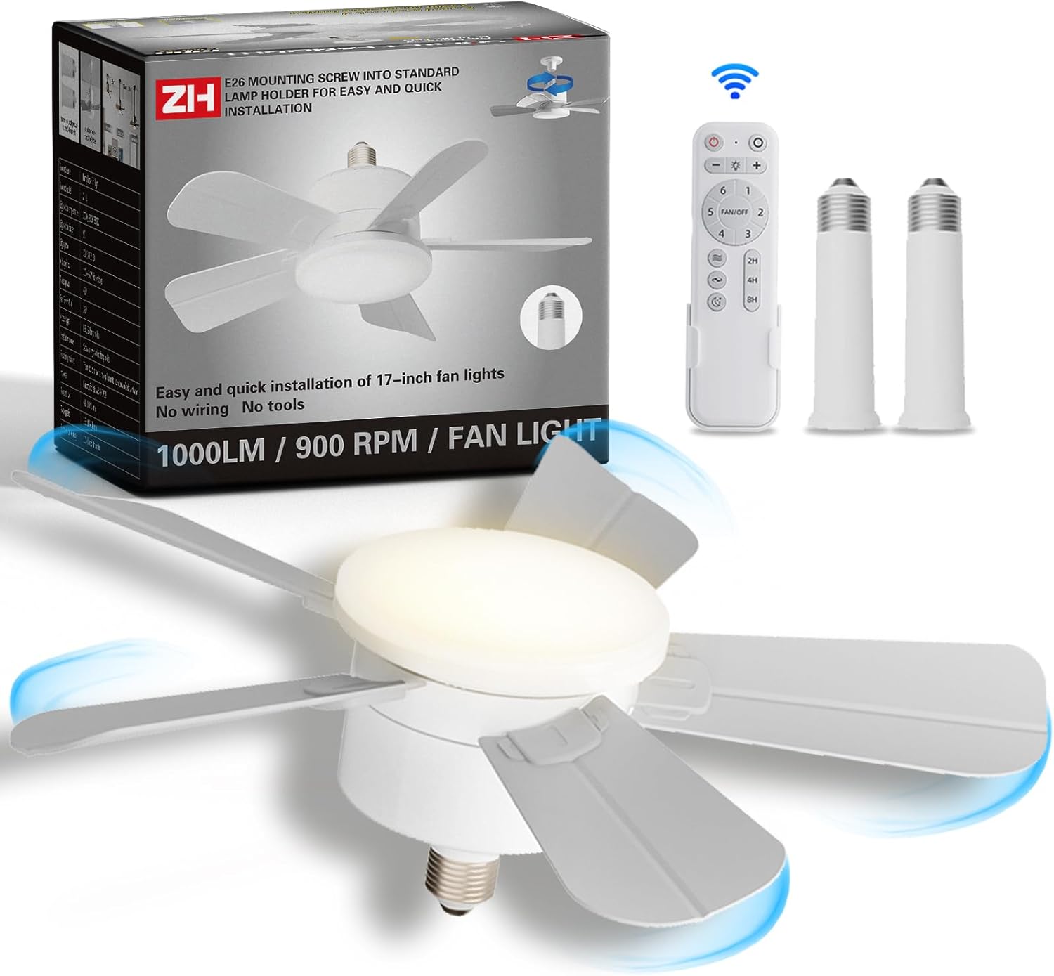 Amazon.com: Minmup 17" Socket Fan Light with Remote and 2 Socket ...