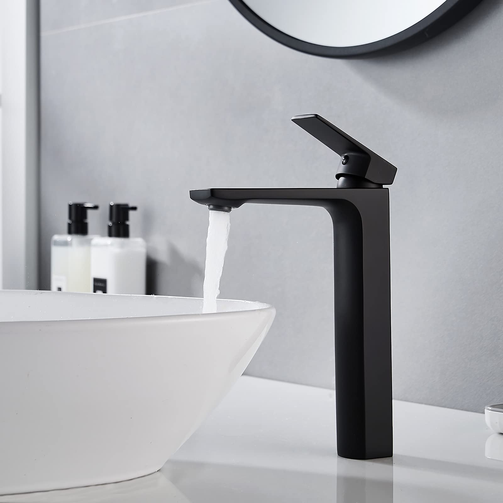 Snapklik.com : VOTON Black Vessel Sink Single Hole Tall Bathroom Faucet