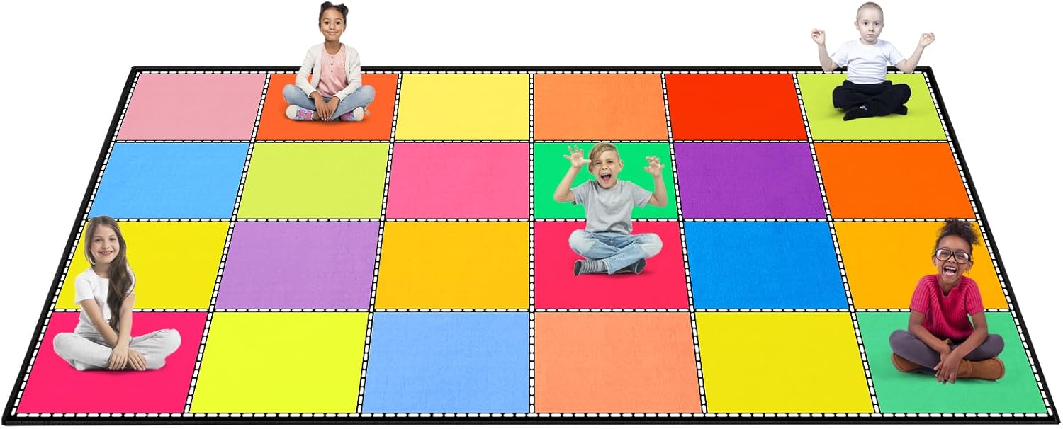 Amazon.com: Booooom Jackson Colorful Seating Classroom Rug for Kids ...