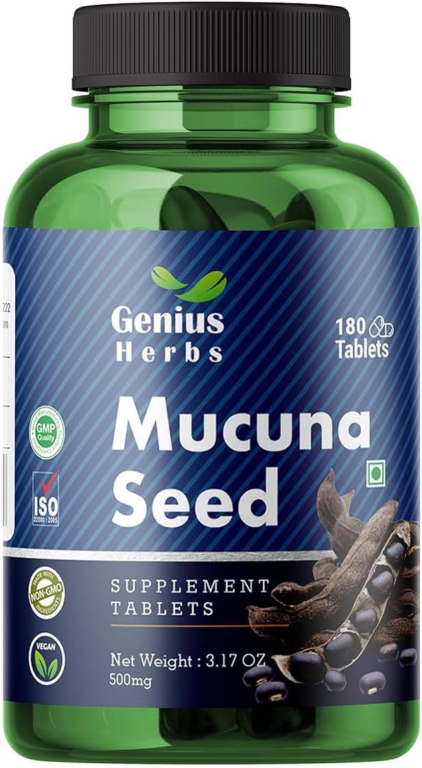 Amazon.com: Genius Herbs Mucuna Pruriens Tablets 500 mg Tablets/Velvet ...