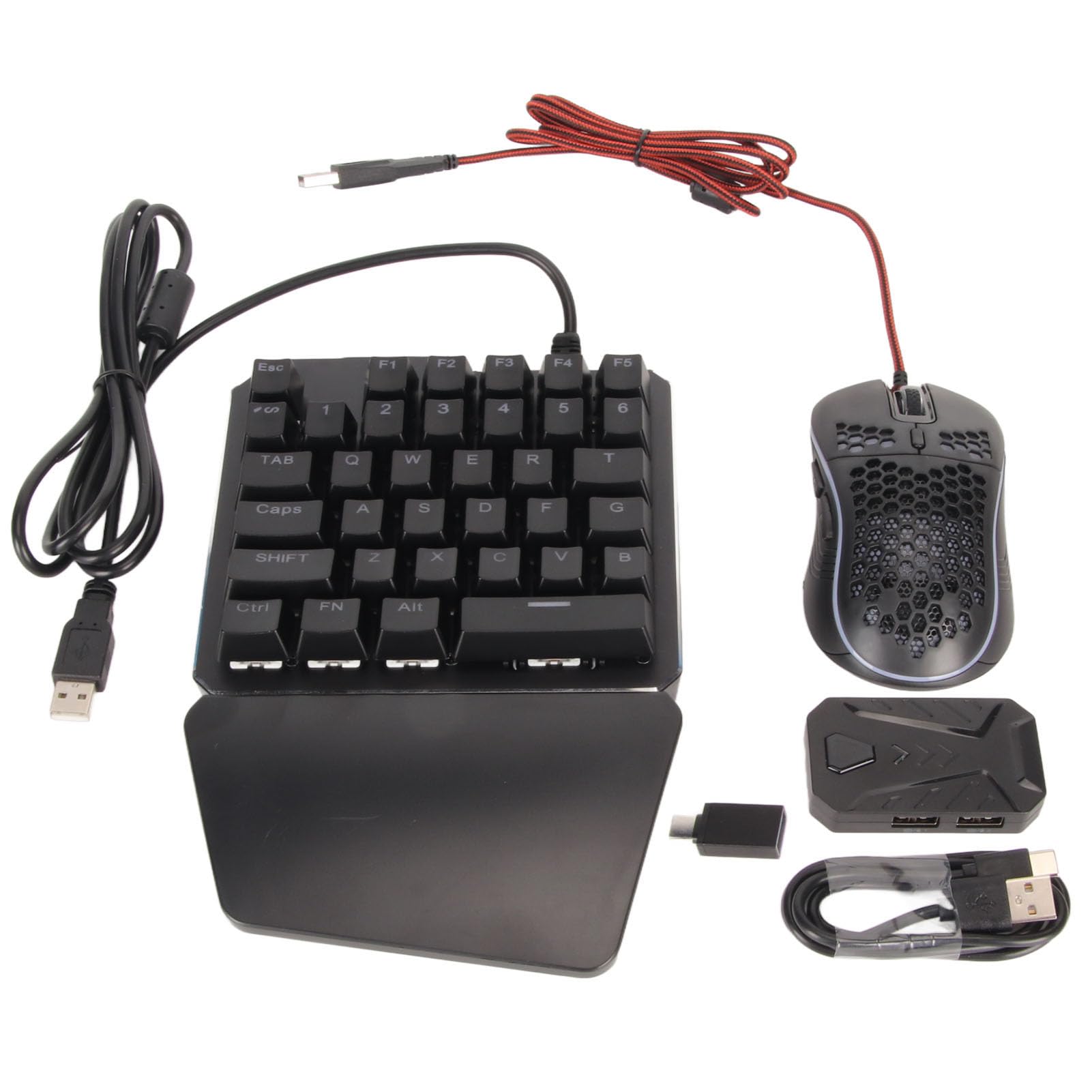 Amazon.com: Diydeg One Handed RGB Gaming Keyboard and Mouse Combo, Half ...