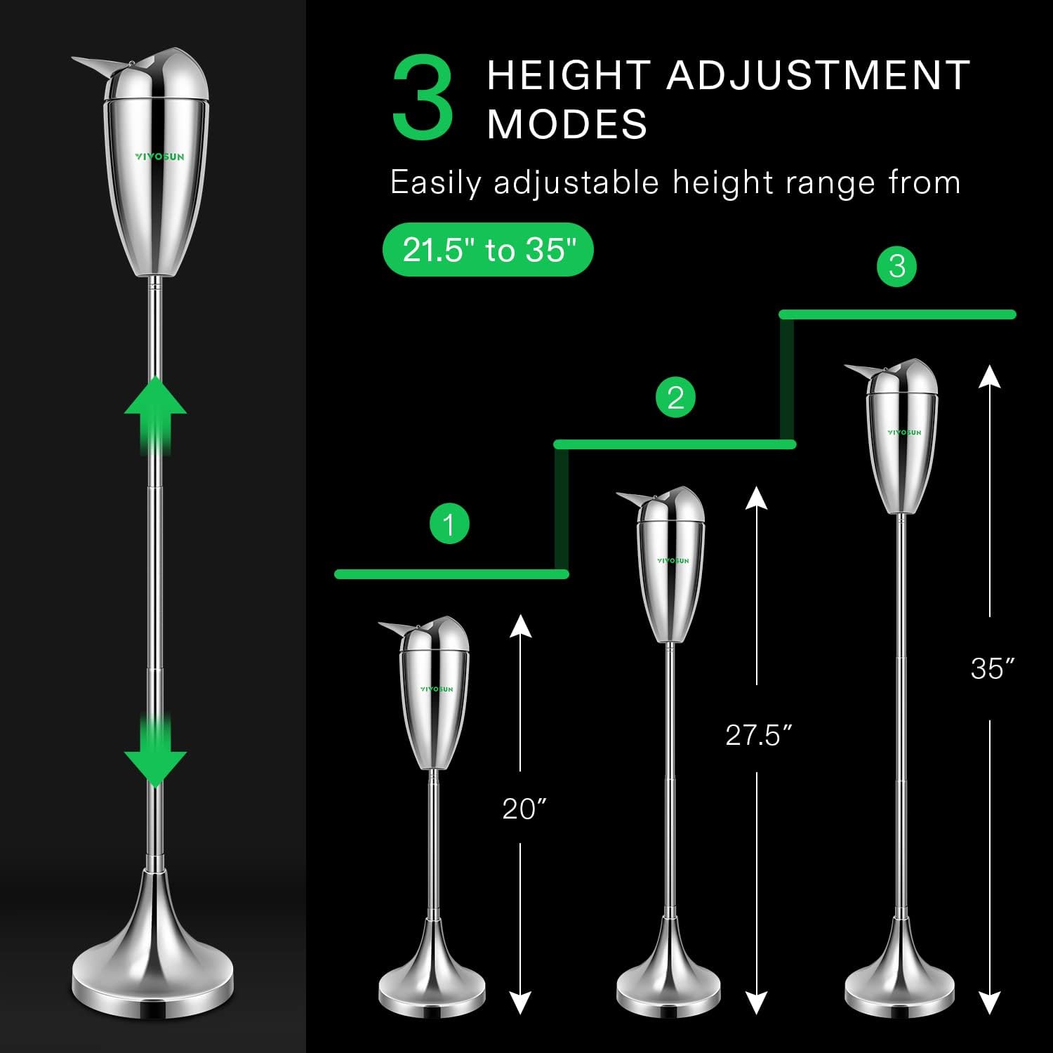 VIVOSUN Floor Standing Ash Tray, Outdoor Ashtray with Stainless Steel ...