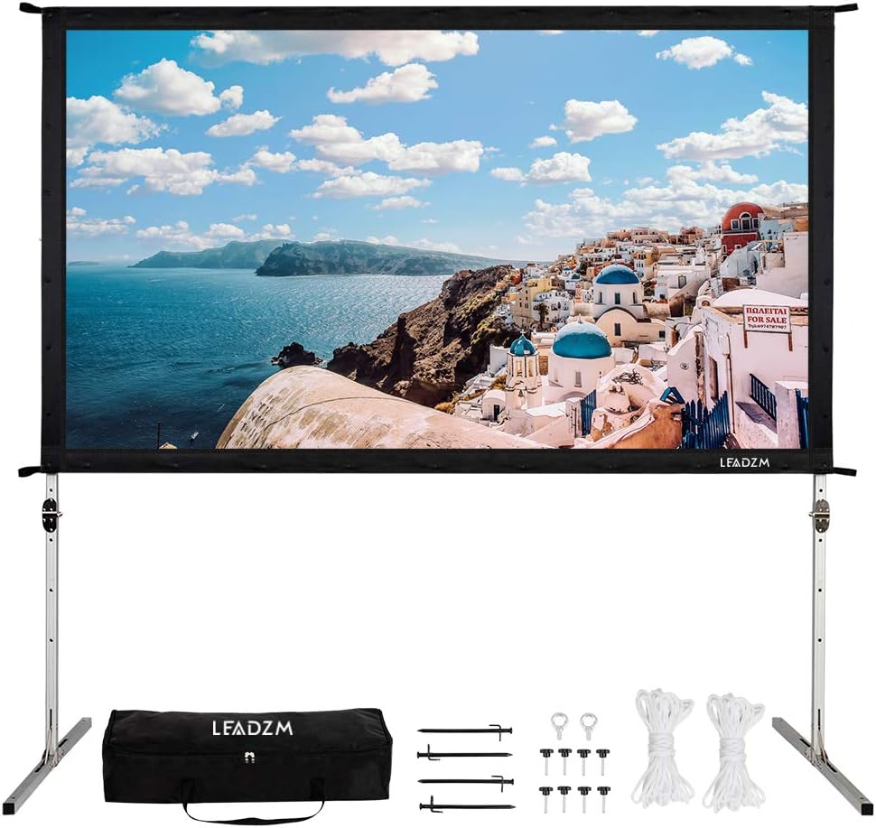 Amazon.com: Leadzm 100 Inch Portable Projection Screen 16:9 HD Wrinkle ...