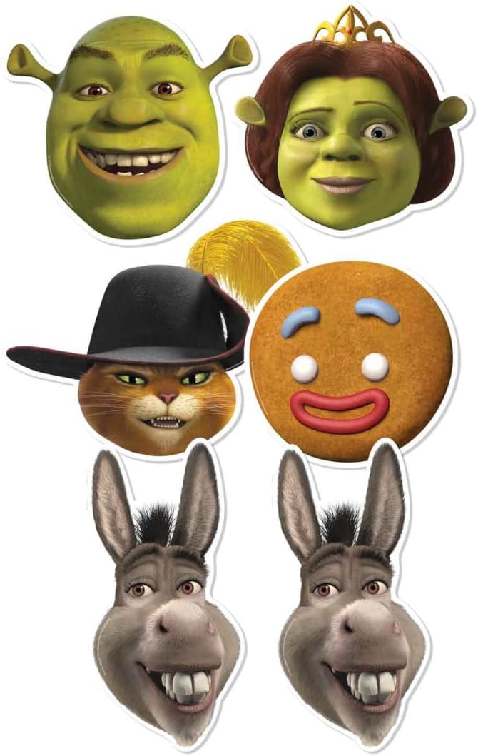 Star Cutouts SMP353 Shrek Cardboard Mask – Pack of 6, Fun Party Favour ...