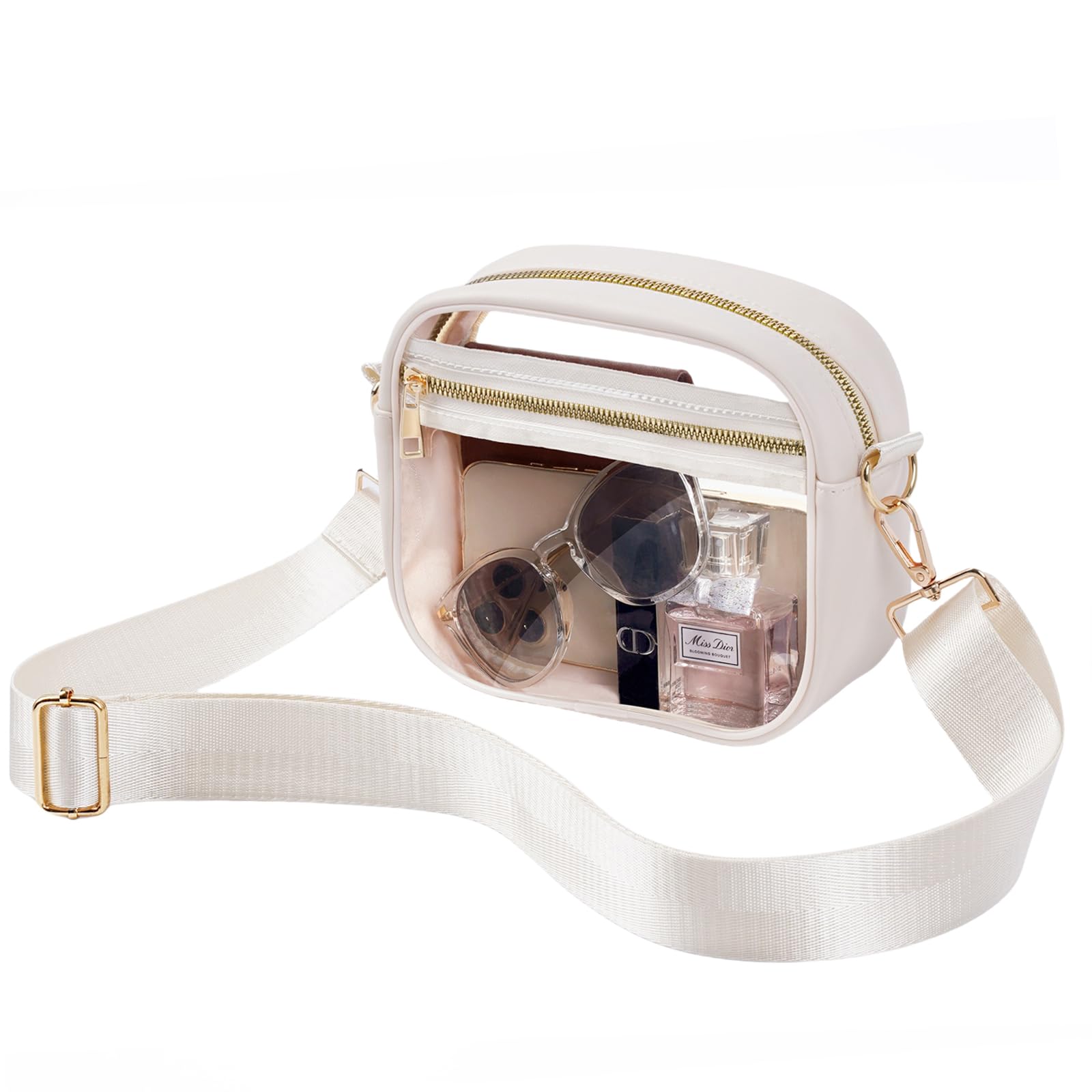 Fibrdoo Clear Bag Stadium Approved, Leather Clear Crossbody Purse Bag ...