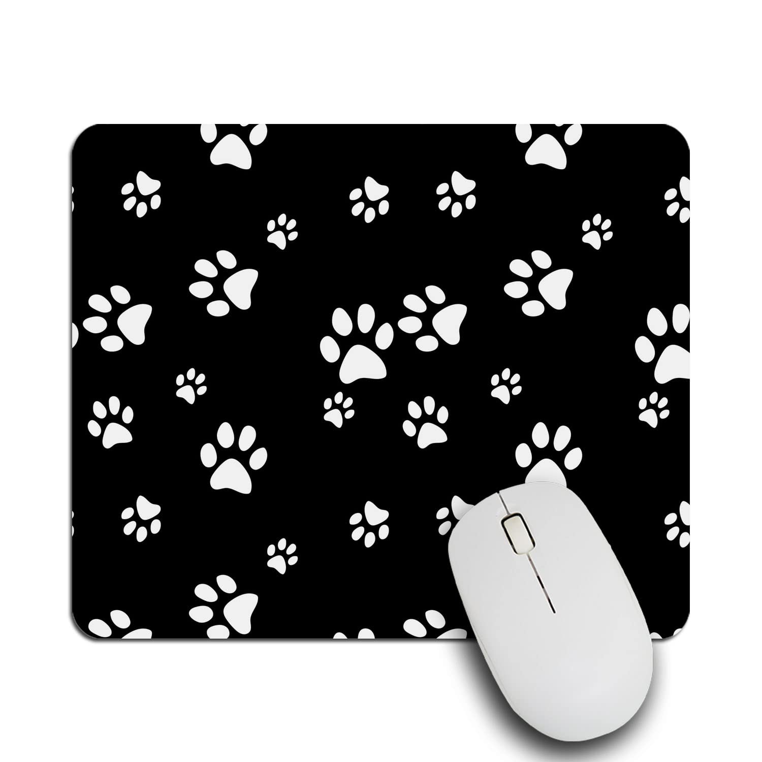 Amazon.com: IBILIU Mouse Pad Dog Paw Print,Puppy Footprints Black and ...