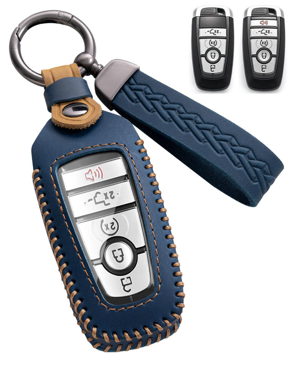 Amazon.com: YINEOR for Ford Key Fob Cover Leather Car Key Case ...