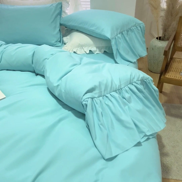 Watch Turquoise Blue Ruffle Duvet Cover Set on Amazon Live