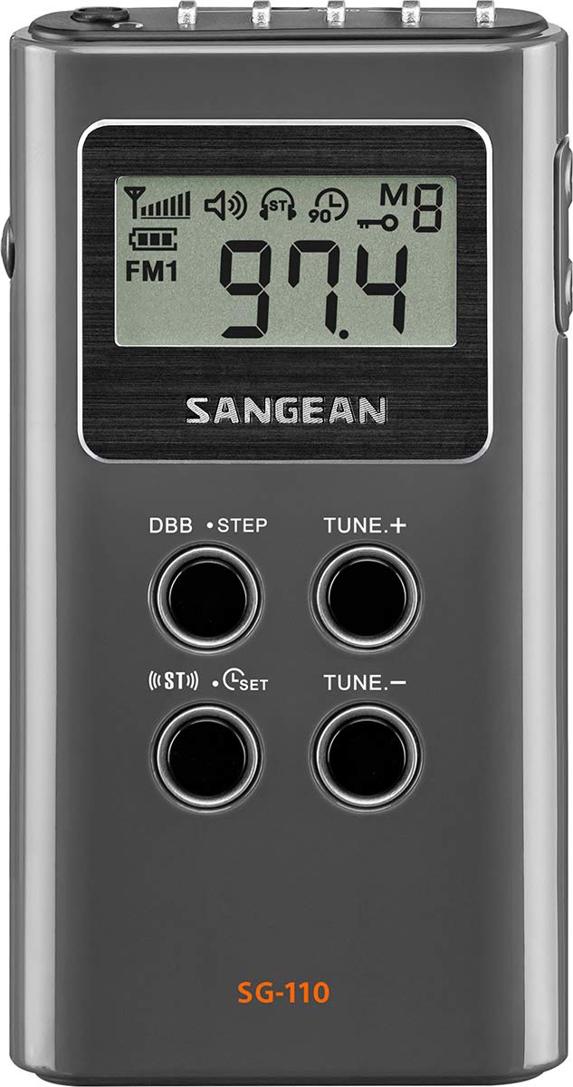 Sangean SG-110 SG-110 Portable FM-Stereo/AM Pocket Digital Radio Gray ...