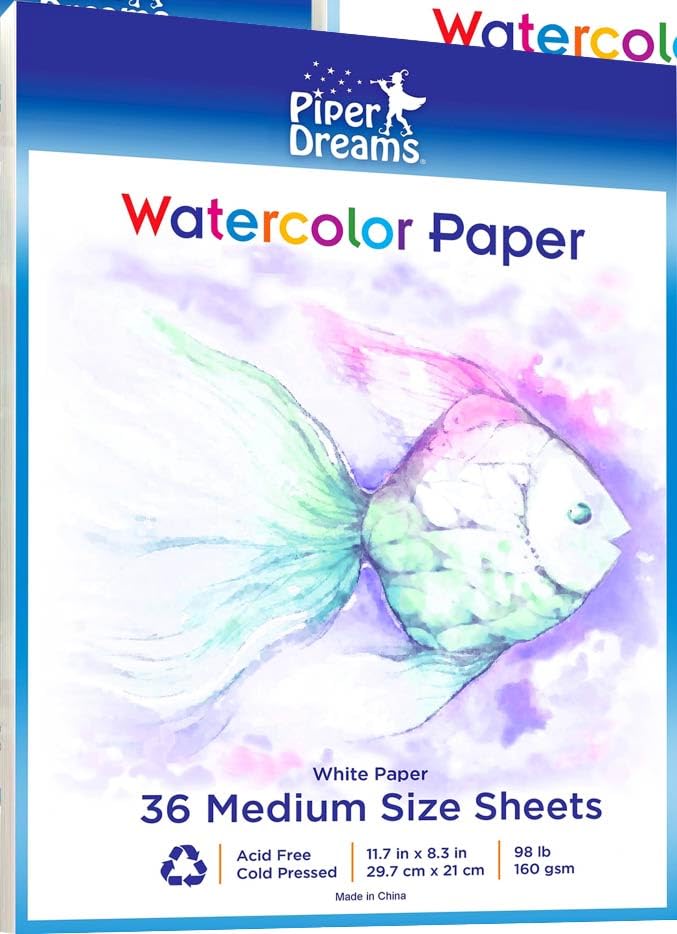 Amazon.com: 1 Pack - Total of 36 Sheets of Watercolor Paper (11.7" x 8. ...