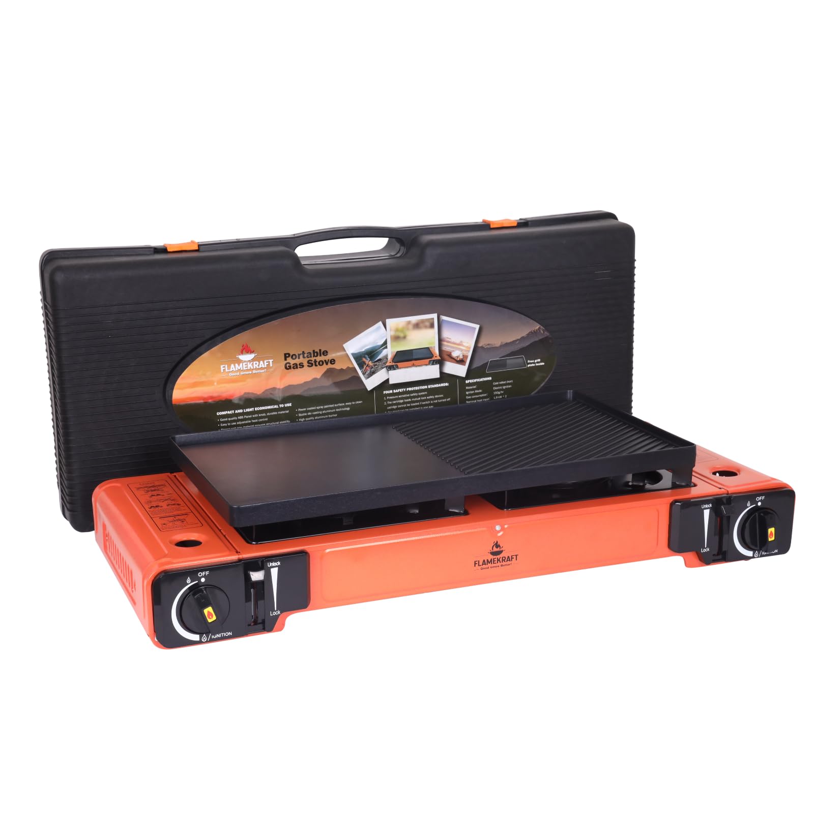 Procamp FlameKraft ()| Double Burner Camping Stove with Non-Stick Cast Aluminum Griddle |Outdoor ...