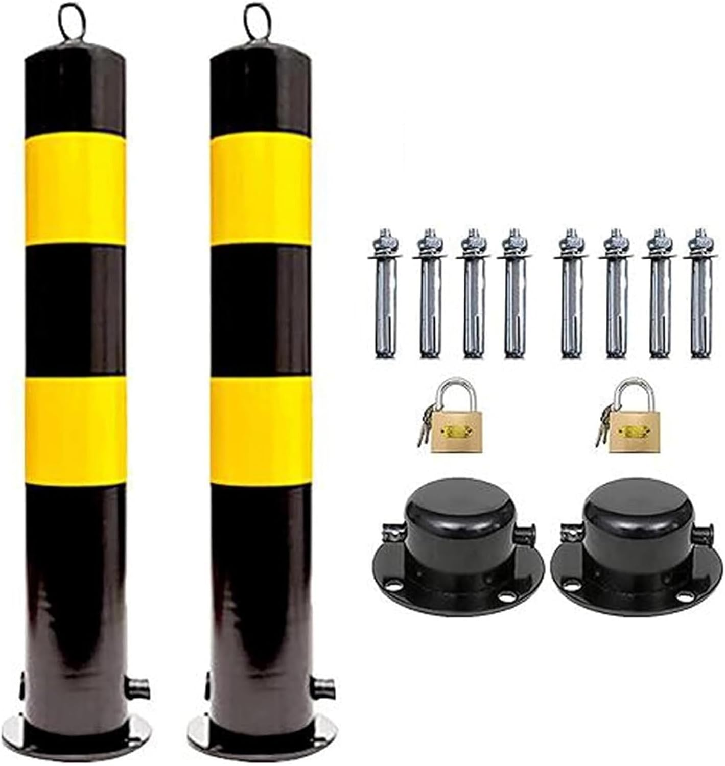 Amazon.com: Driveway and Sidewalk Safety bollard,Yellow Steel Bollard ...
