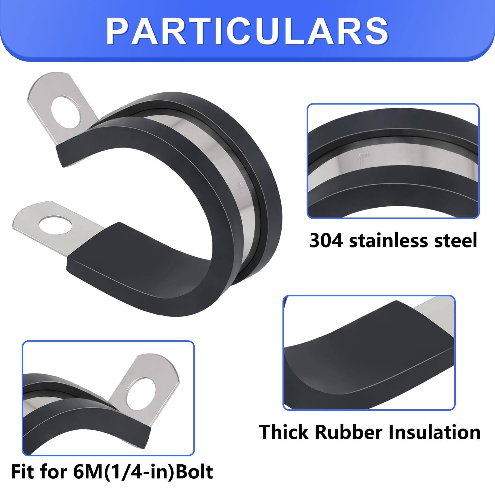 Snapklik.com : JWGJW Rubber Cushioned Insulated Clamp 50 Pack 1/2 Inch