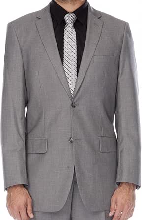 Angelo Rossi Men's Solid 2 Button Modern Fit Suit 40R Grey at Amazon ...