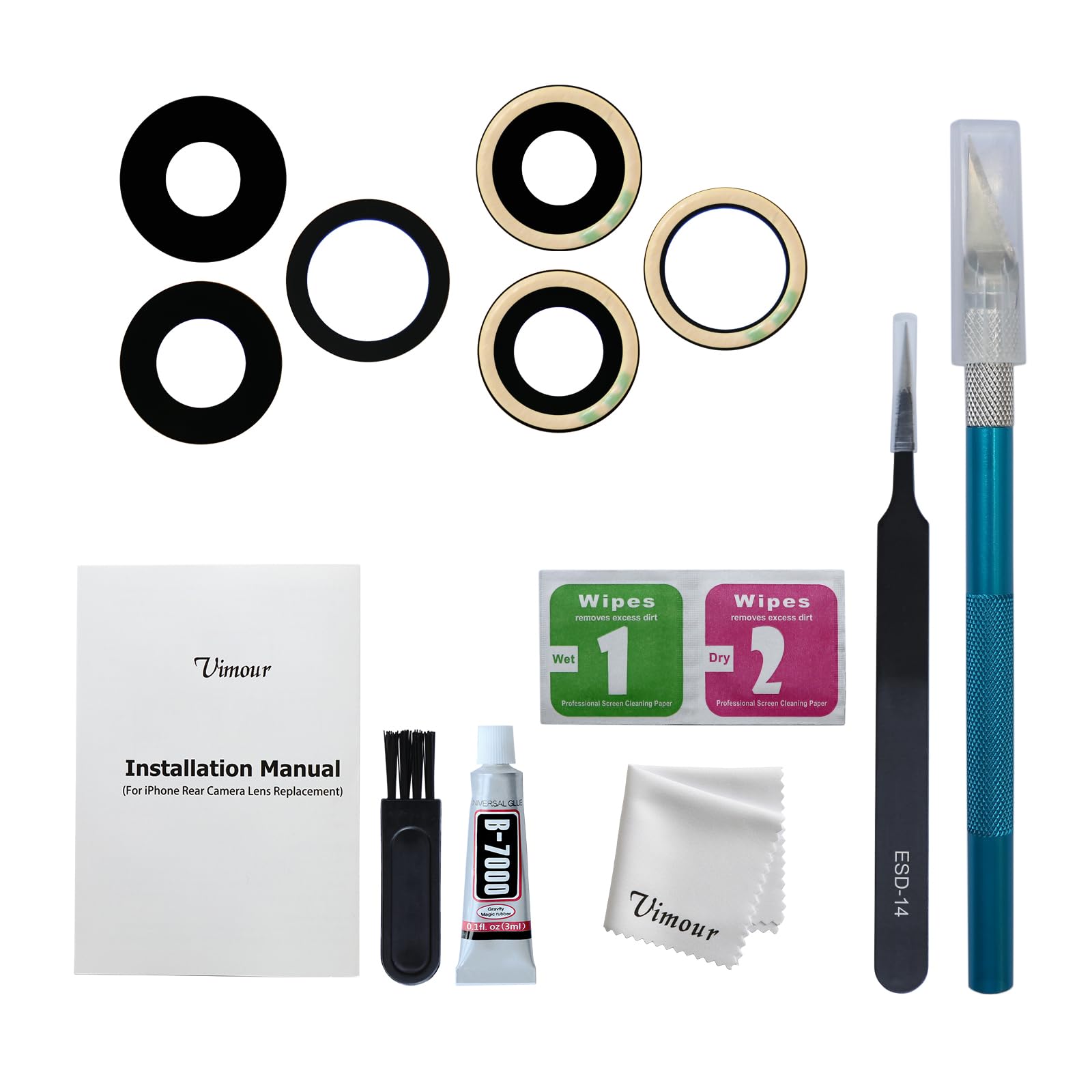 Amazon.com: Vimour Rear Camera Lens Glass Replacement for iPhone 14 Pro ...