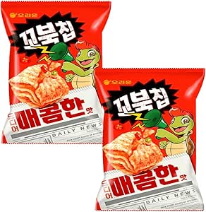 Orion Turtle 4 Layers Chips Korean Crispy Snacks Sweet Treat 136g (Pack of 2, Spicy Flavour ...