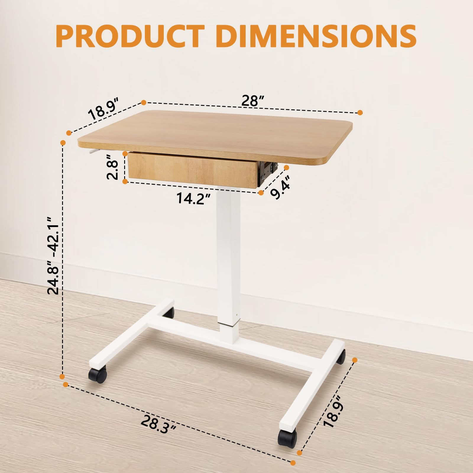 Snapklik.com : CLATINA Mobile Laptop Standing Desk, Height Adjustable ...