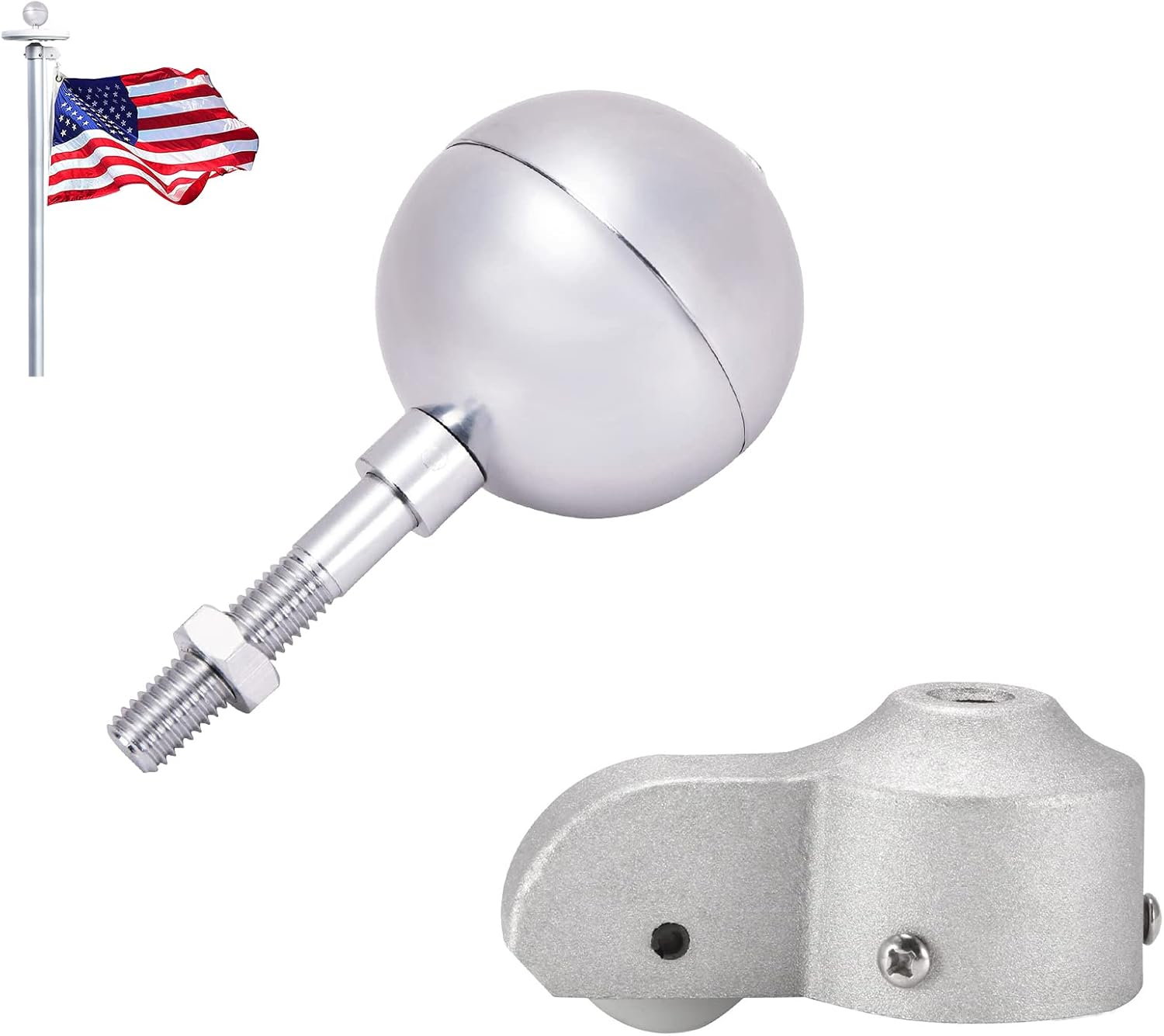 Amazon.com : NQ Flagpole Top Replacement Kits - Silver Aluminum ...