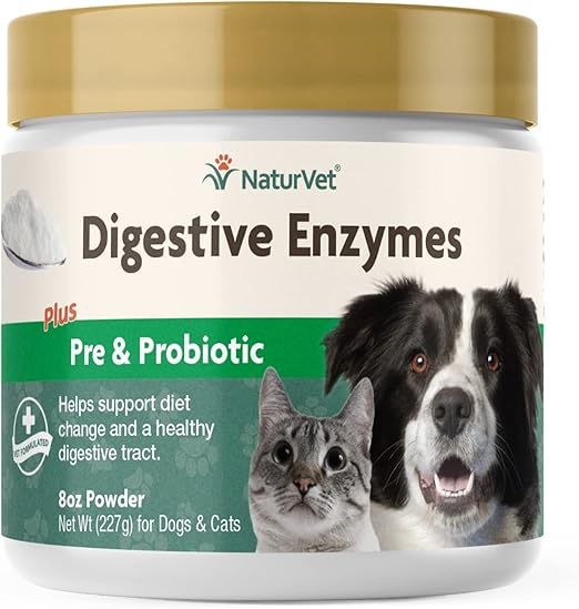 NaturVet Digestive Enzymes Plus Probiotic for Dogs and Cats, 8 oz ...