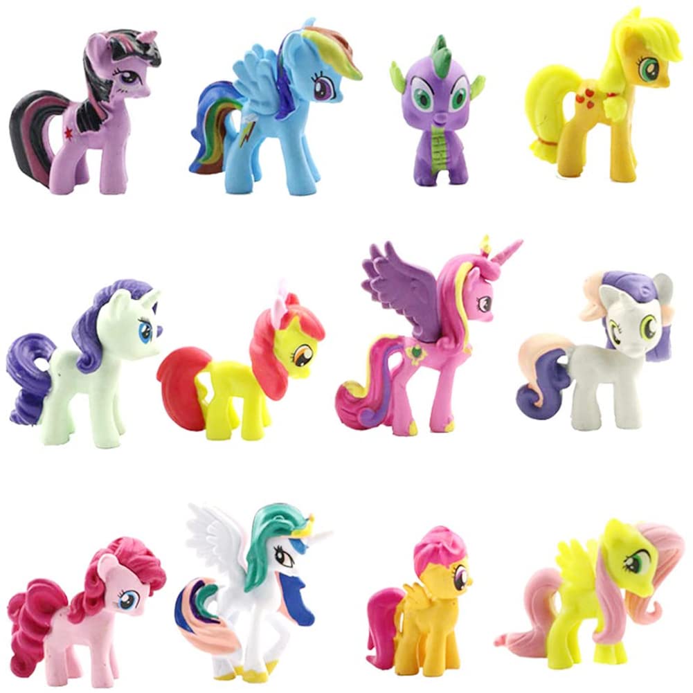 ADQPPUHR 12PCS Unicorn Mini Figures, Unicorn Cake Toppers Cake ...