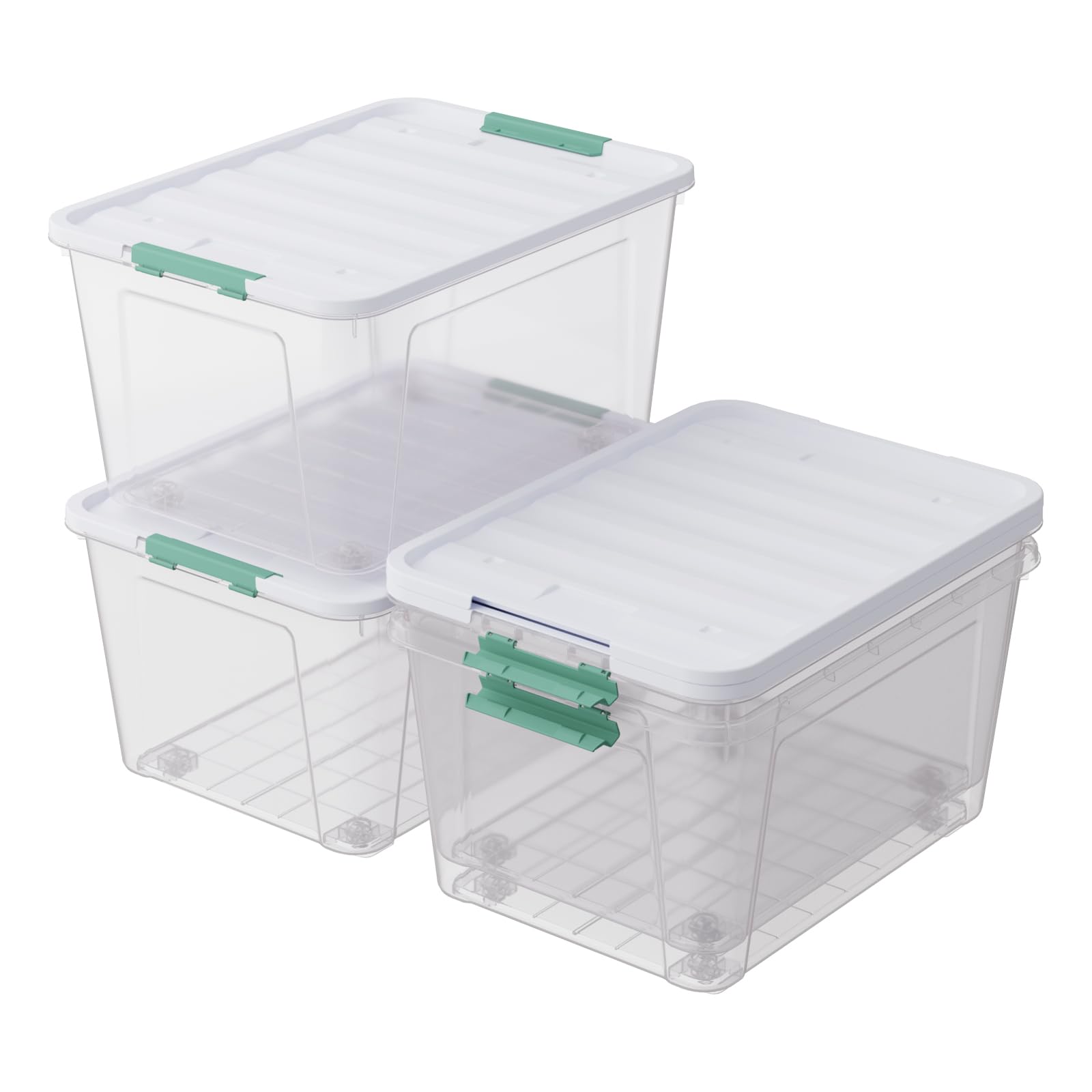 Amazon.com: Haodehen 4-Pack Clear Plastic Storage Box with Wheels, 85 ...