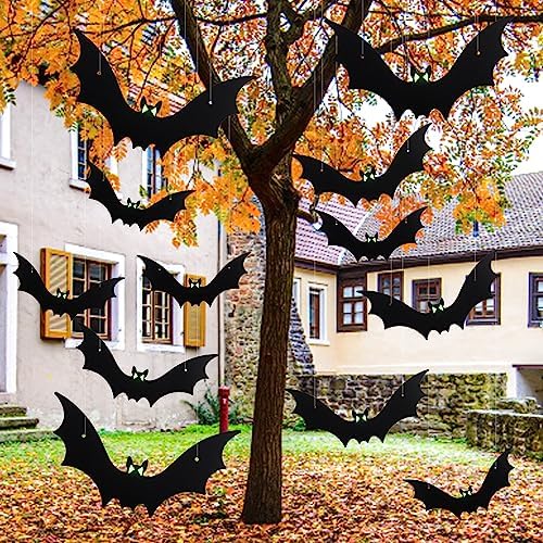 Amazon.com : 21pcs Halloween Hanging Bats Large Flying Bats Outdoor ...
